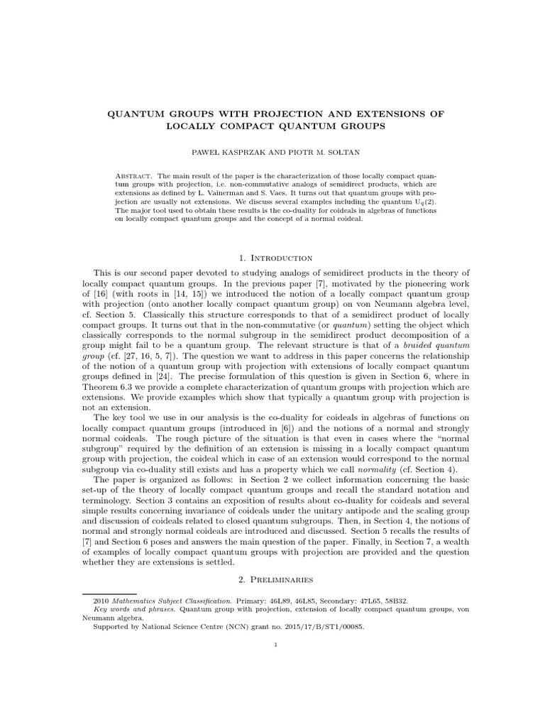 Quantum Groups With Projections and Extensions of Locally Compact ...