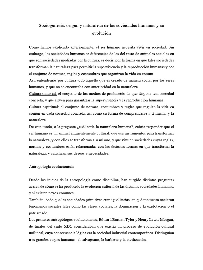 Sociogénesis (1) | PDF | Sociedad | Antropología