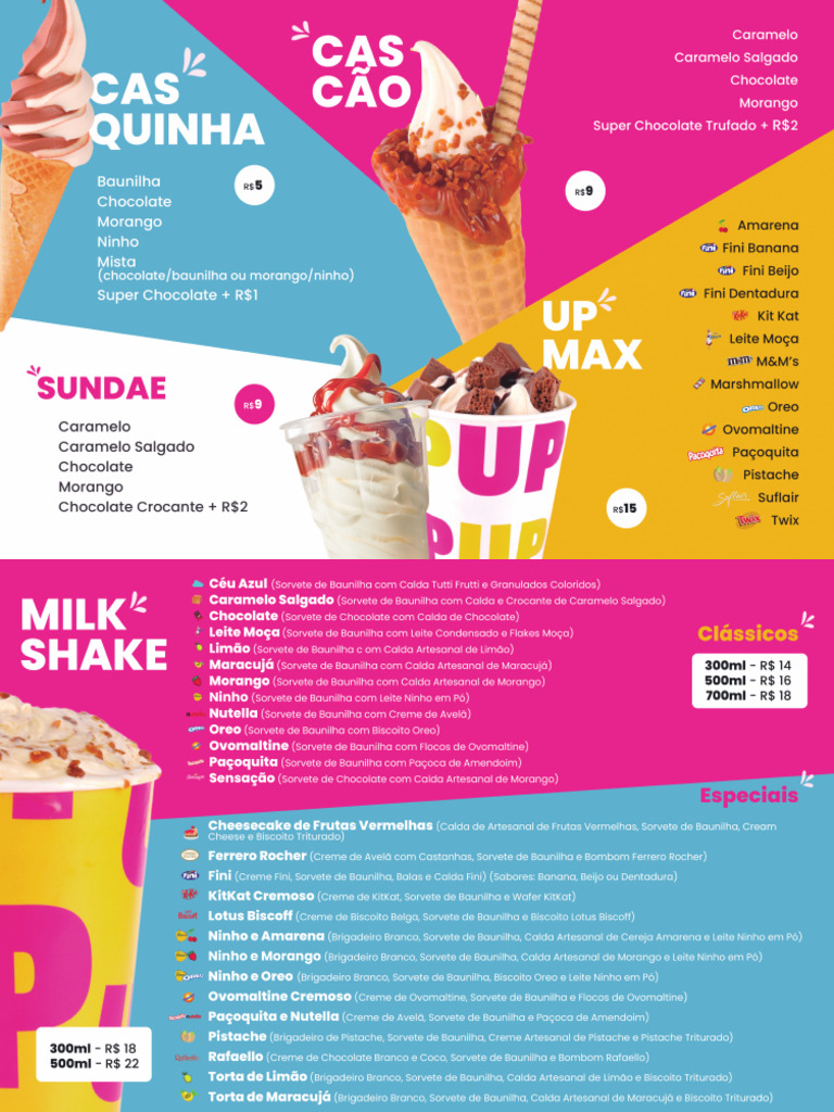 Cardapio Milk Shake | PDF