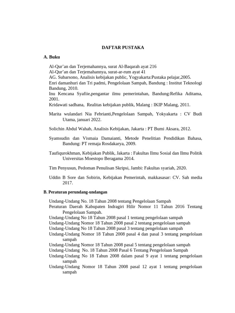 DAFTAR PUSTAKA Sikripsi | PDF