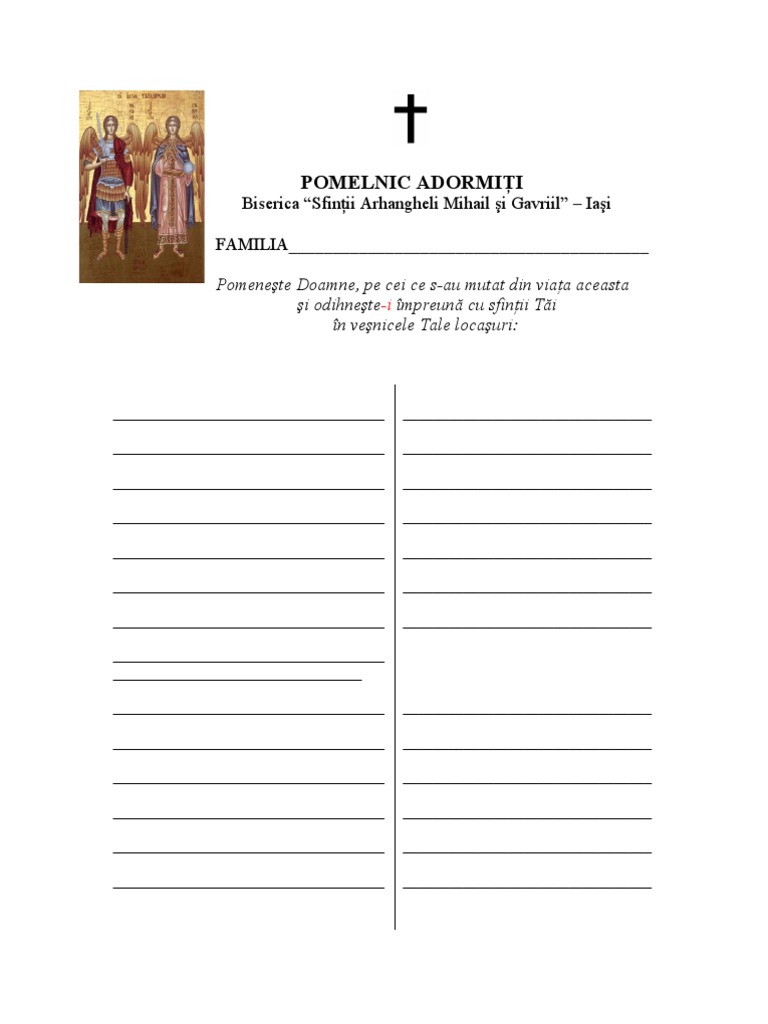 Pomelnic Adormiţi | PDF