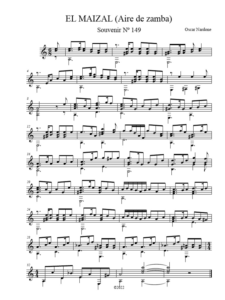 9. EL MAIZAL (Aire de Zamba) | PDF