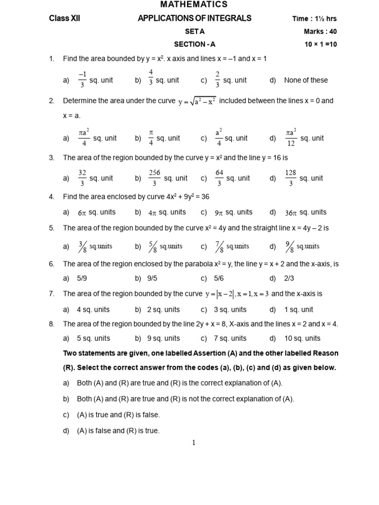 Applications of Integrals Class 12 | PDF | Area | Differential Geometry