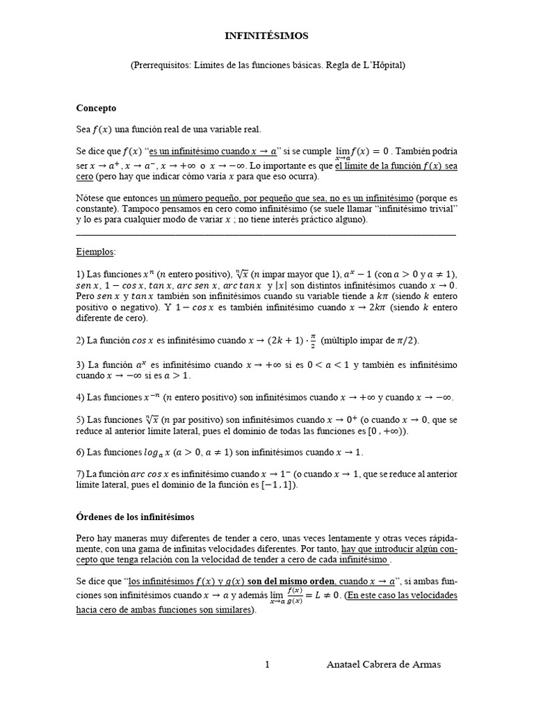 Infinitesimos | PDF | Función (Matemáticas) | Entero