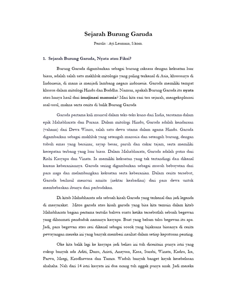 Sejarah & Legenda Burung Garuda | PDF