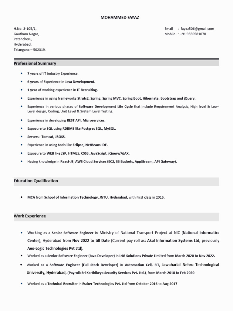 Fayaz Hyd Resume 2024-1 | PDF | J Query | Postgre Sql