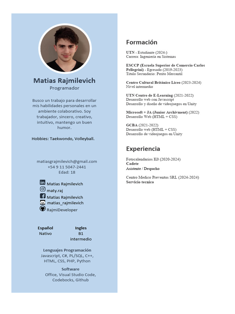 CV Matias Rajmilevich | PDF