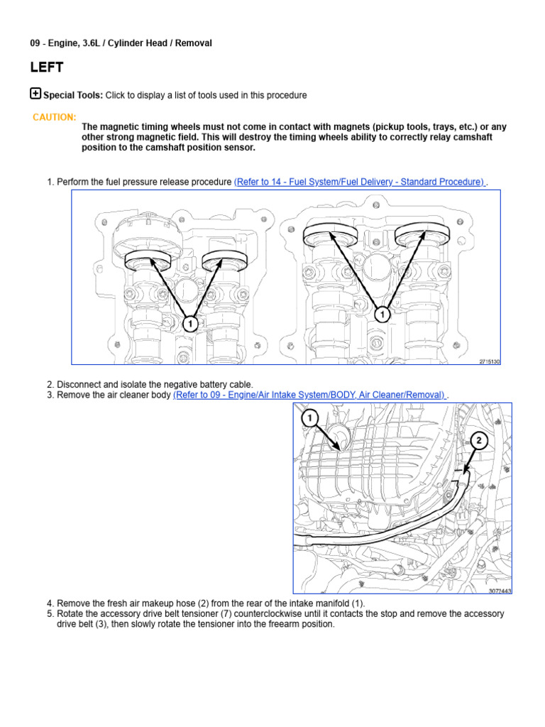 Left Cylinder Head Removal Pdf Rotating Machines Vehicle Technology