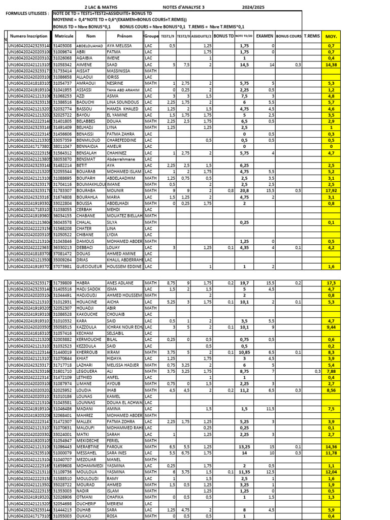 2lac & Maths Notes Ana3 24 25 | PDF