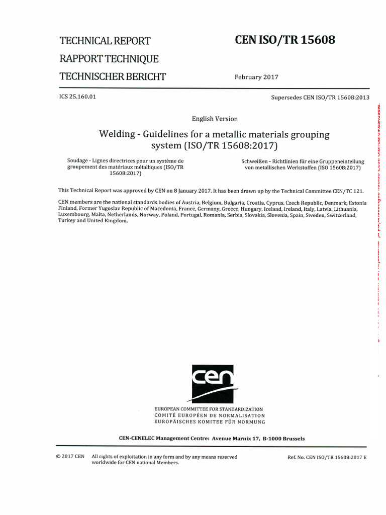 Cen Iso TR 15608 - 2017 | PDF