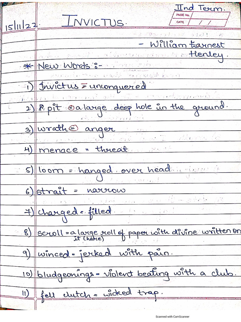 Class 9 English Invictus | PDF