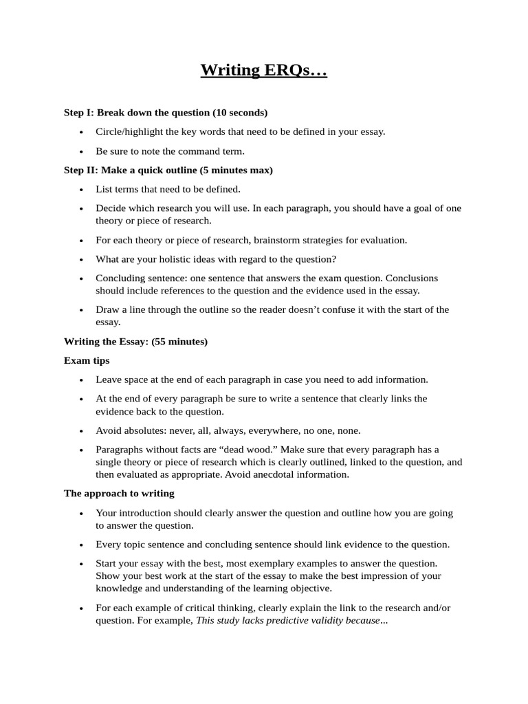 Writing Erq in Psych | PDF | Essays | Critical Thinking