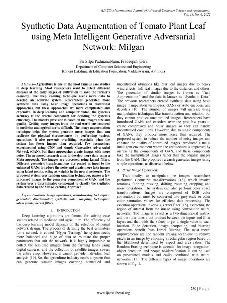 Synthetic Data Augmentation of Tomato PL | PDF | Deep Learning | Algorithms