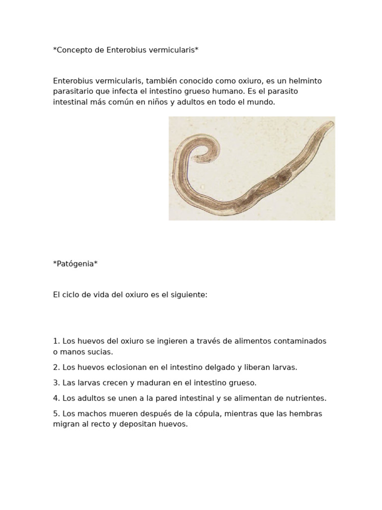 Enterobius vermicularis: Guía Clínica | PDF