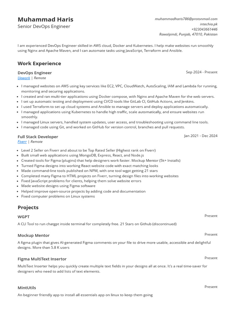 Muhammad Haris - Senior DevOps Engineer Resume (1) | PDF | Software Architecture | Systems ...