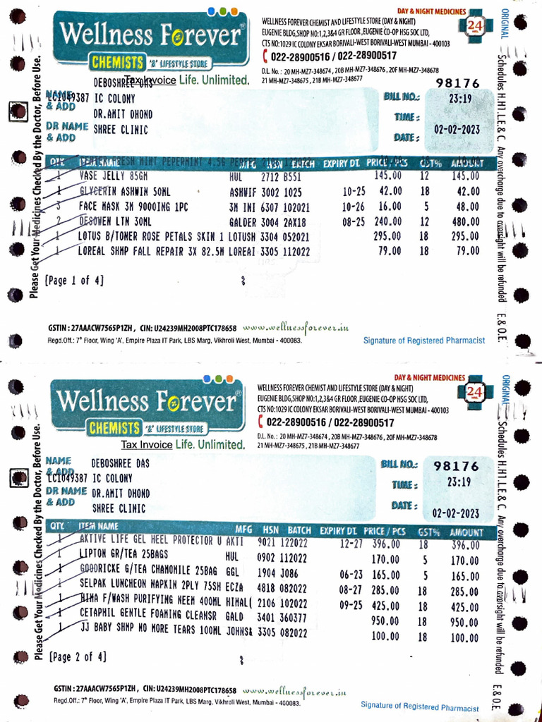 Wellness Forever Invoice Details | PDF
