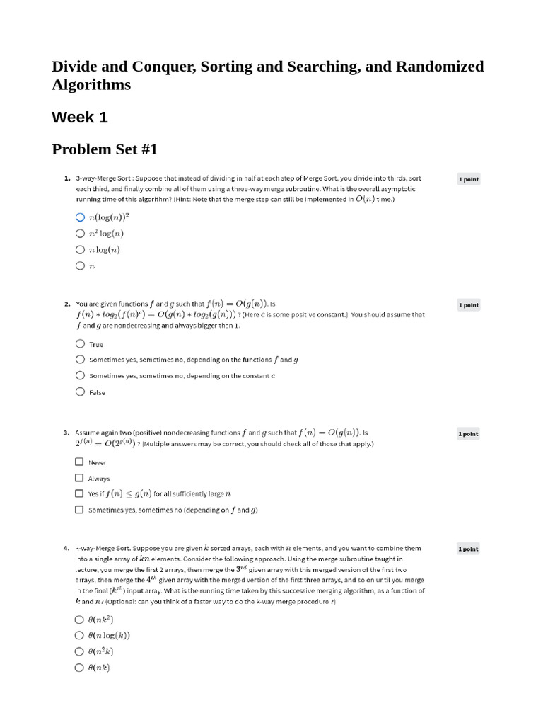 Divide Conquer Assignments | PDF
