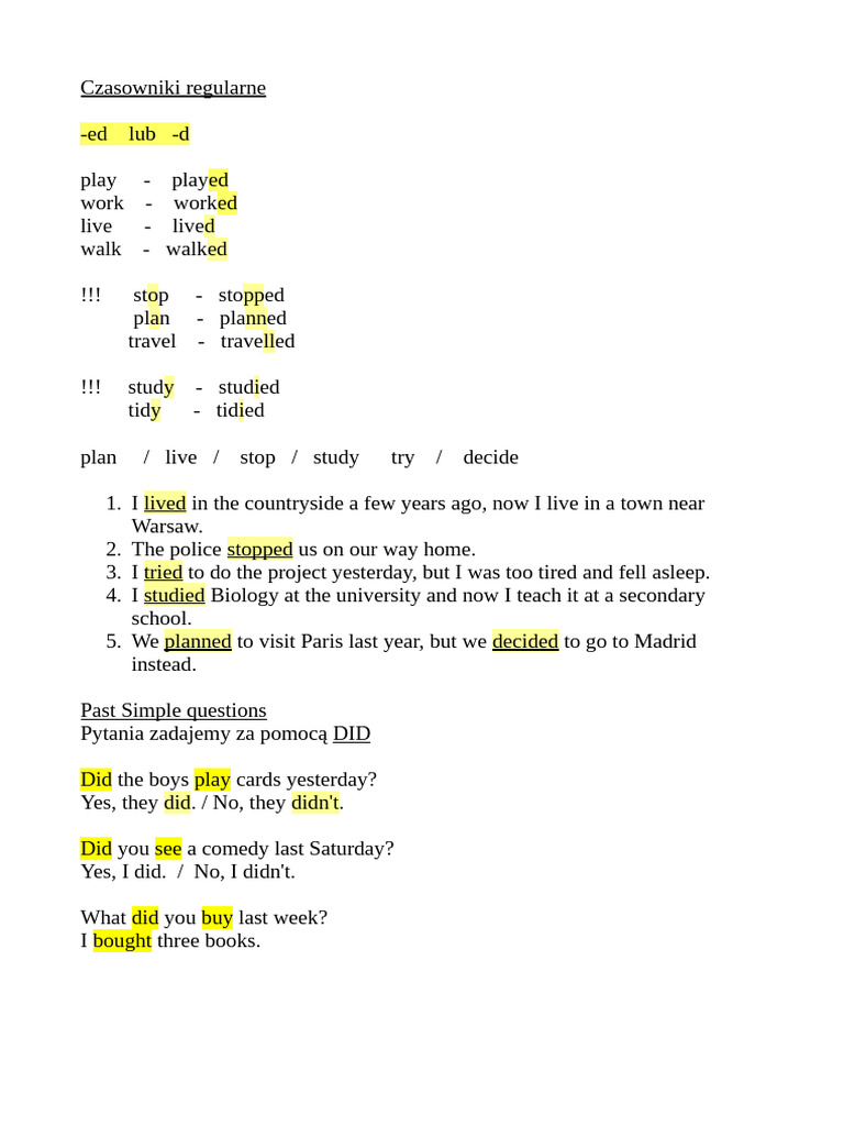 past simple.presentat. | PDF
