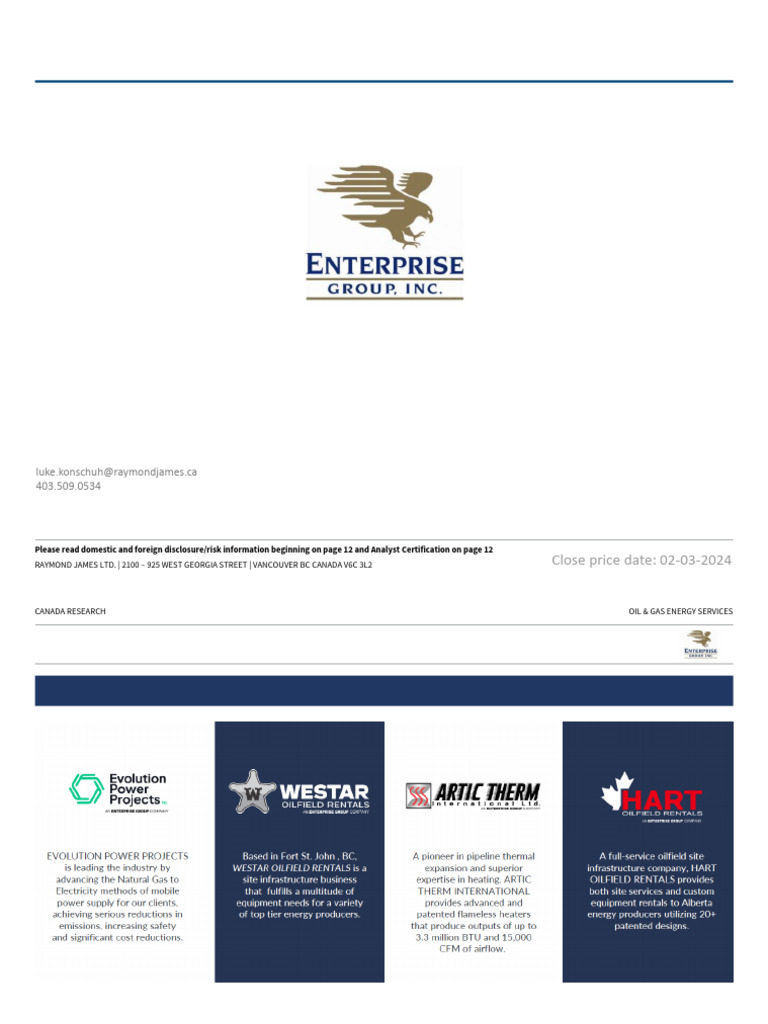 Enterprise Group Investment Overview | PDF | Business | Natural Gas