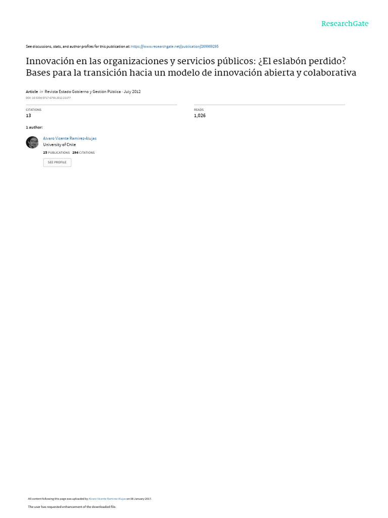 Innovacion en Las Organizaciones y Servicios Publi | PDF | Innovación | Conocimiento administrativo