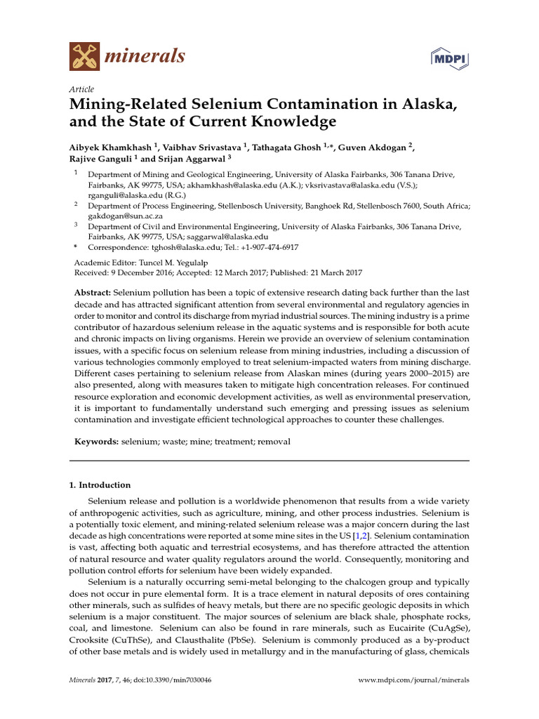 2017 3 Khamkhash Minerals Selenium in Mining | PDF | Selenium | Membrane