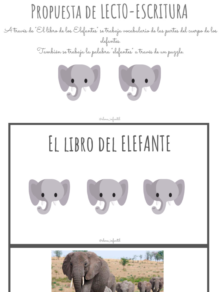 Lectoescritura con Elefantes | PDF