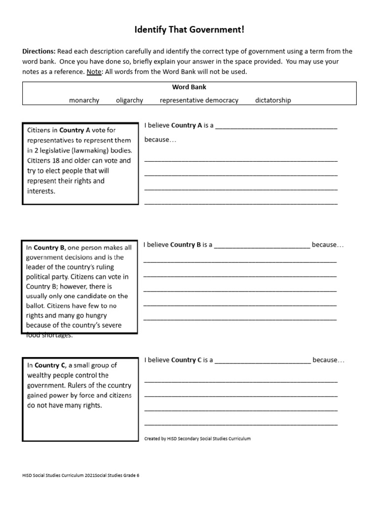 Indentifying Governments | PDF | Forms Of Government | Political Science