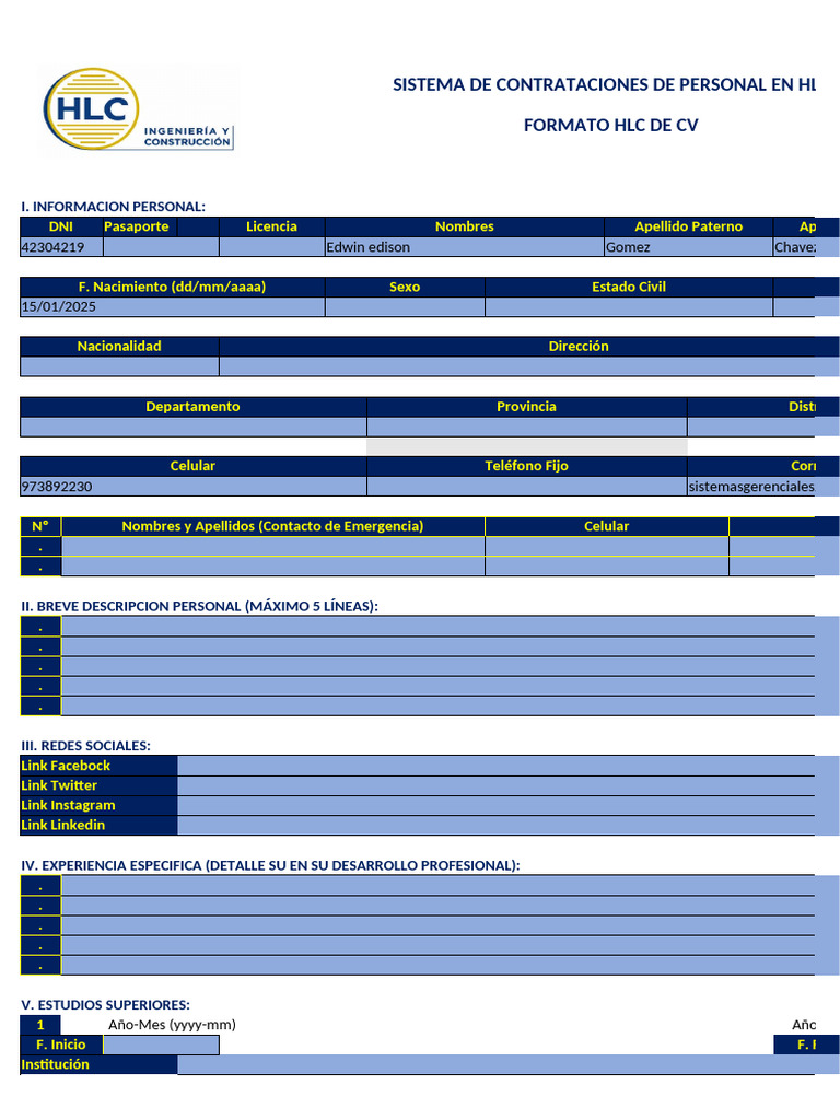Formato CV HLC: Guía Completa | PDF