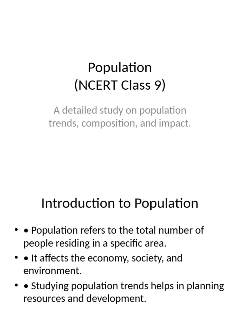 Population Detailed NCERT Class9 | PDF | Economic Growth | Urbanization