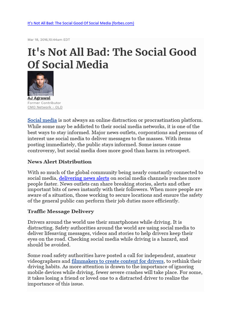 2a. Its Not All Bad The Social Good of Social Media (AJ Agrawal) 2024 ...