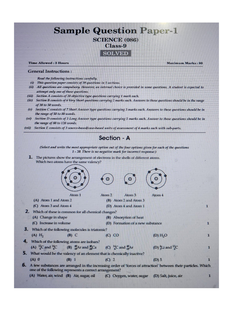 Sample Mock Test -1- CBSE- [ Class IX] (2) | PDF