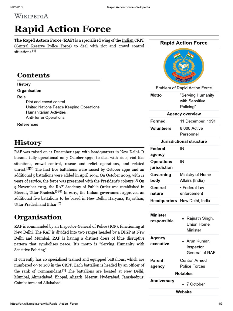 Overview of Rapid Action Force (RAF) | PDF | Law Enforcement | Crime ...
