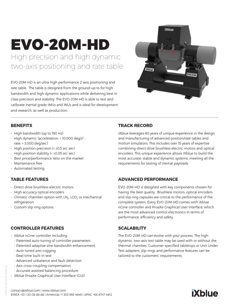 Evo 20m Hd Datasheet | PDF | Classical Mechanics | Motion (Physics)
