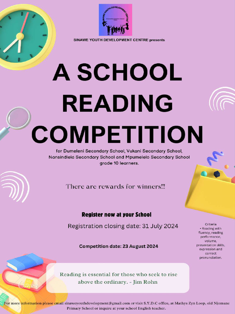 Sinawe Reading Competition | PDF | Mentorship | Literacy