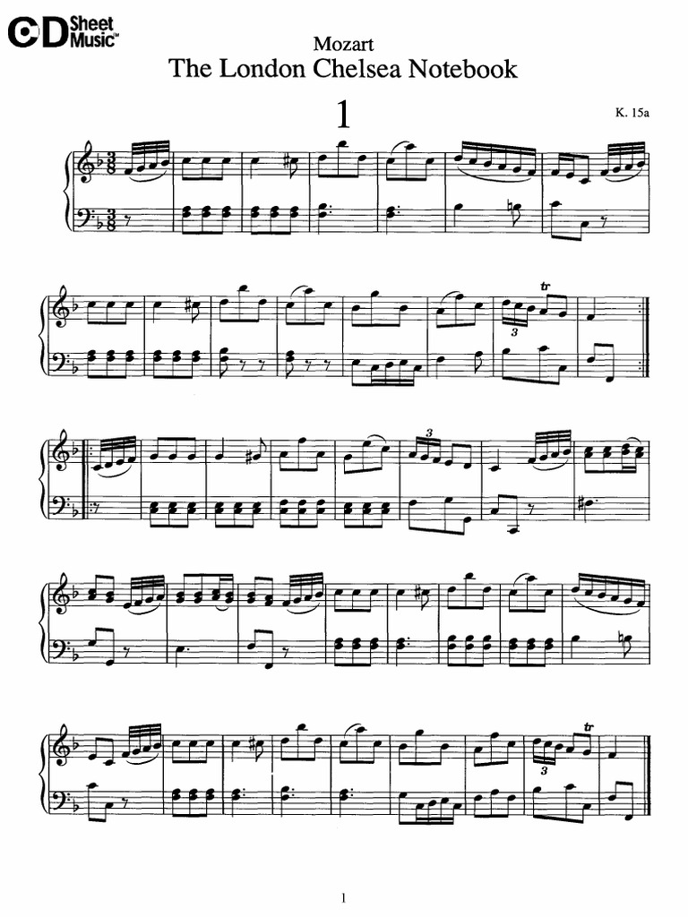 Mozart - The London Chelsea Notebook, K.15 | PDF