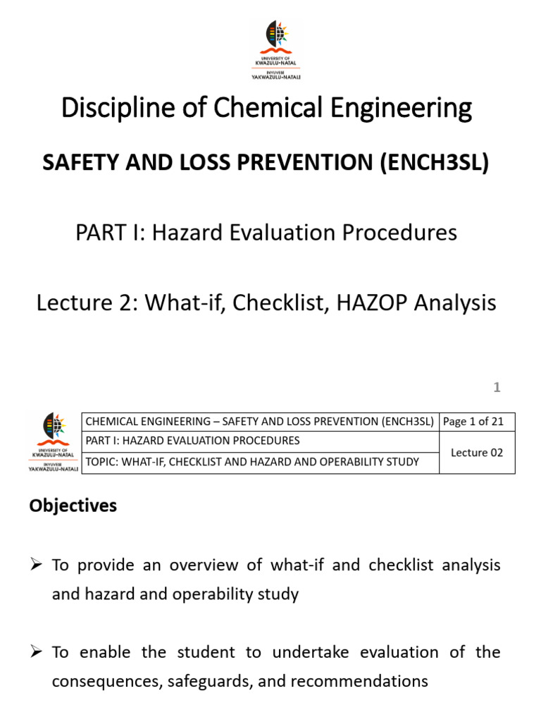 002_Lecture_2_What-if, Checklist, HAZOP | PDF | Process Engineering ...