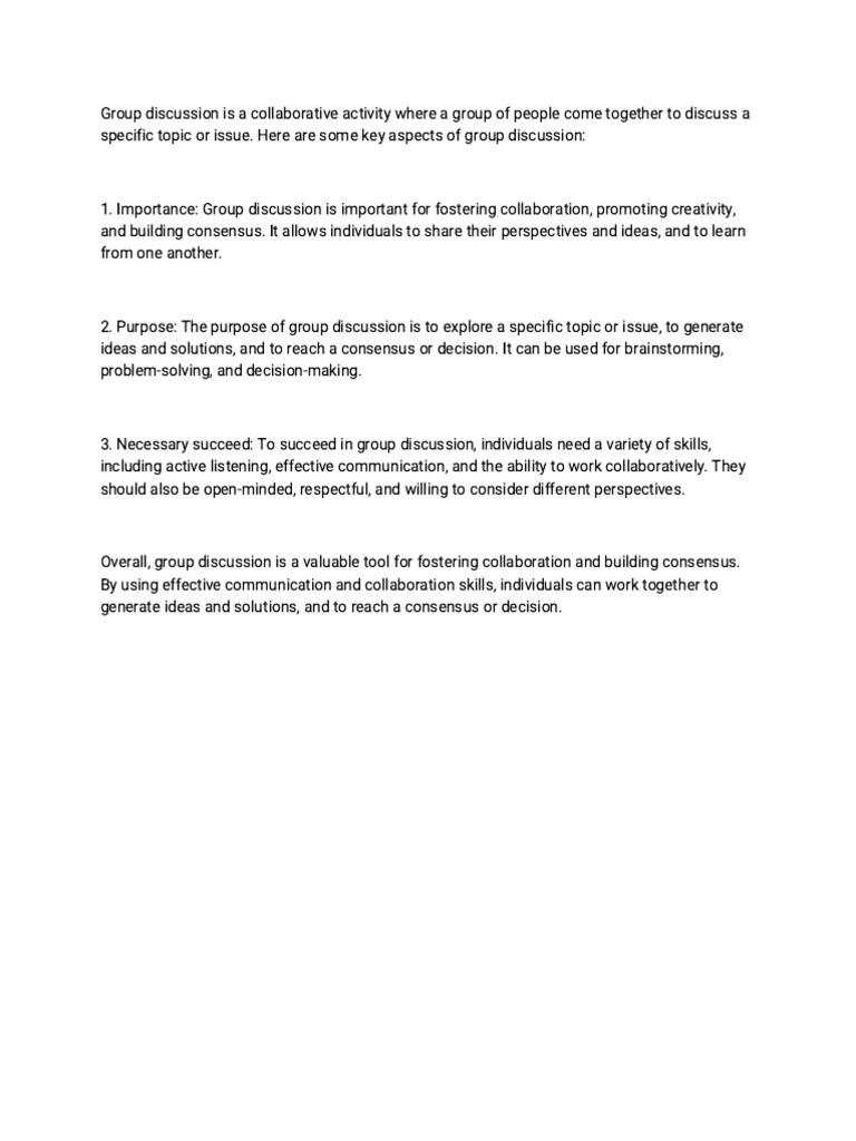 Importance of Group Discussion Skills | PDF