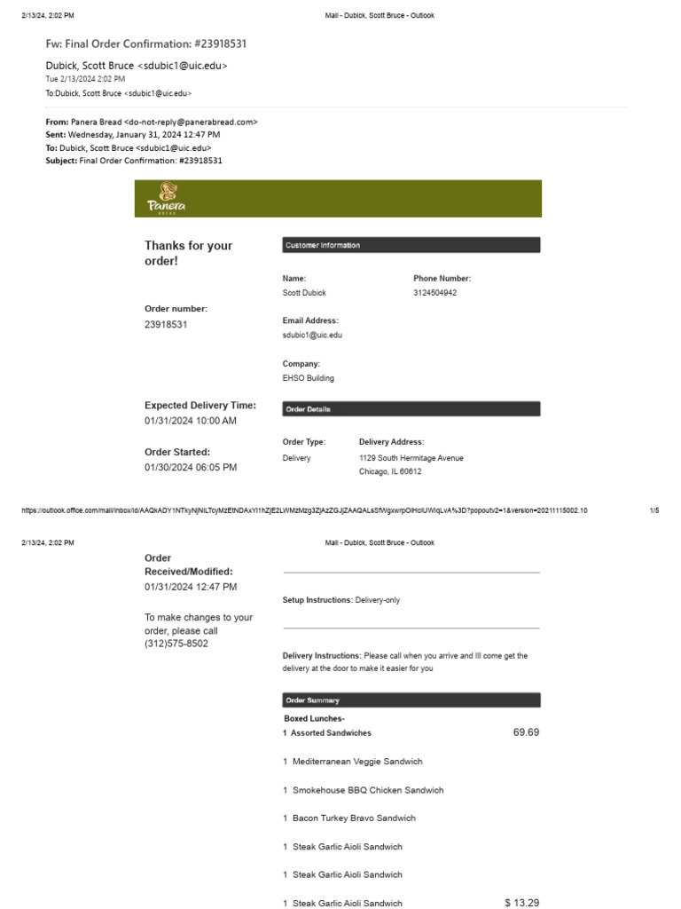 Panera Order - OSHA Training | PDF | European Cuisine | Asian Cuisine