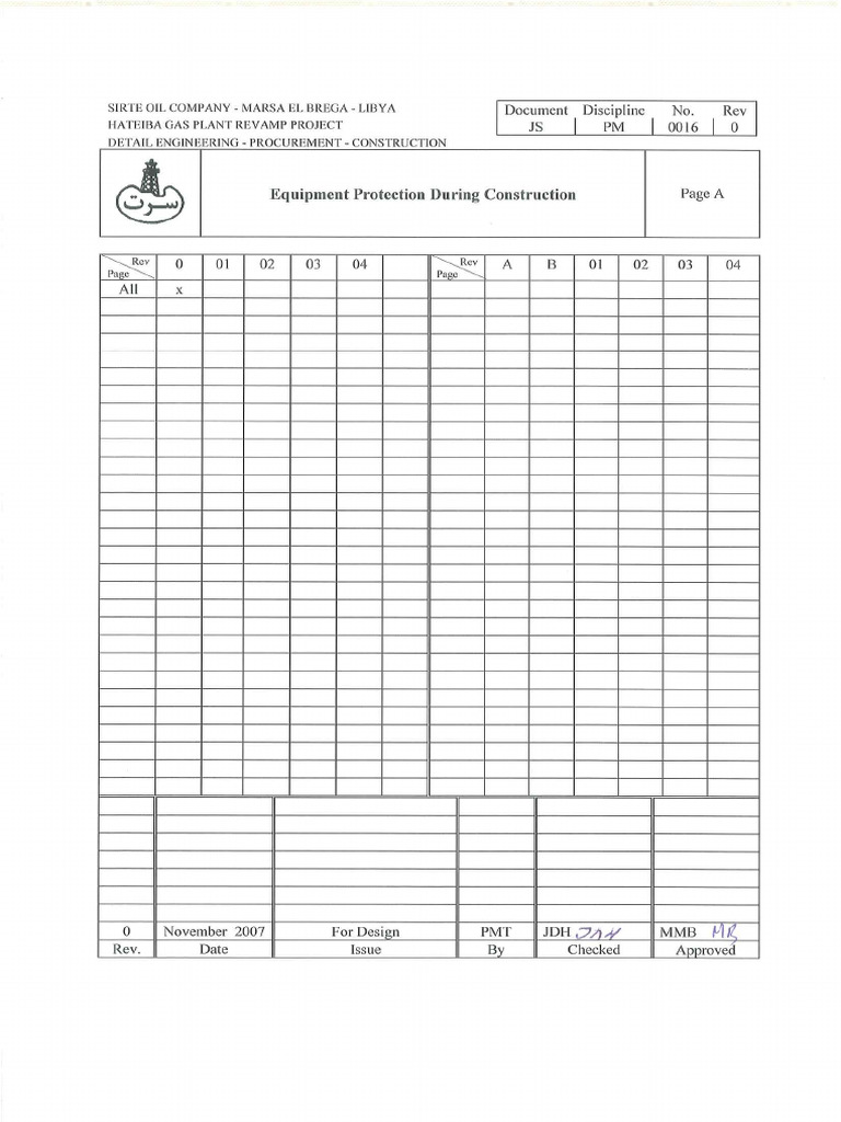 PM-0016 Equipment Protection During Construction | PDF