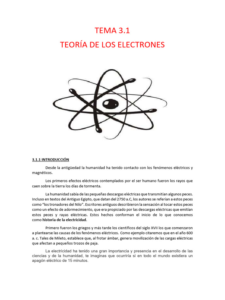 Tema 3.1 Teoria de Los Electrones | PDF | Electrón | Compuestos químicos