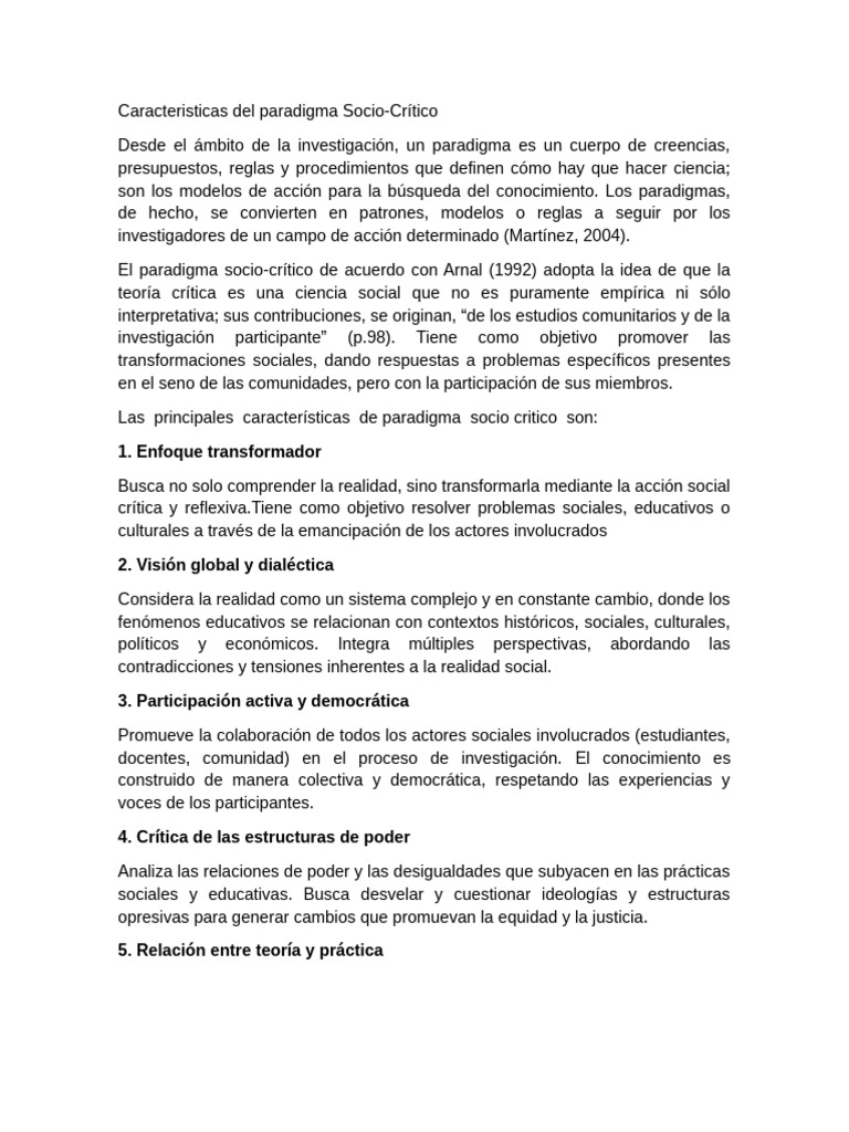 Paradigma Socio Critico | PDF | Paradigma | Teoría
