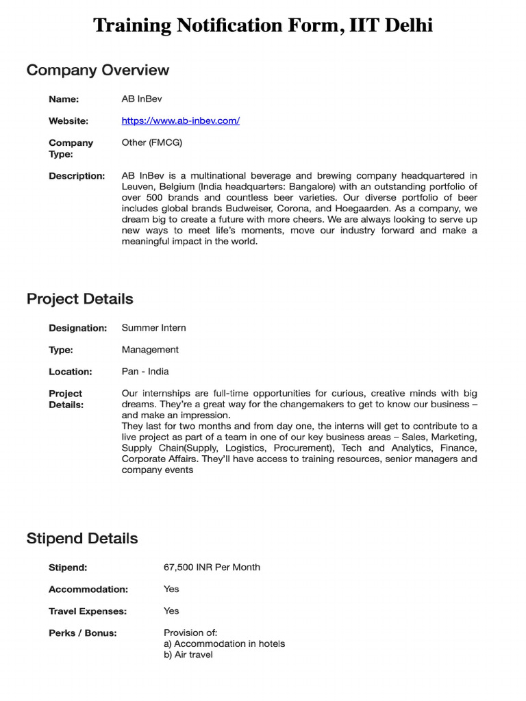 AB InBev (Summer Intern) | PDF