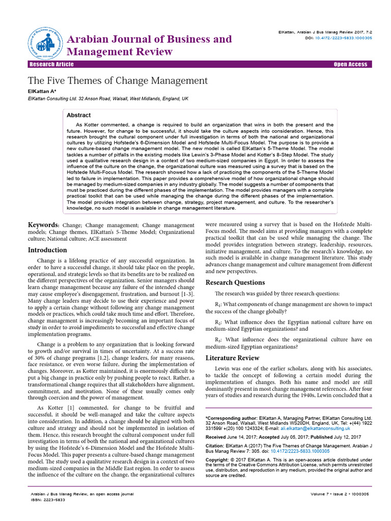 The Five Themes of Change Management 2223 5833 1000305 | PDF | Change ...