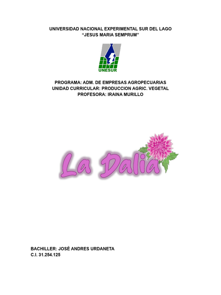 Trabajo de Investigacion - La Dalia | PDF | Botánica | Plantas