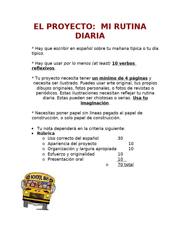 Proyecto: Mi Rutina Diaria en Español | PDF
