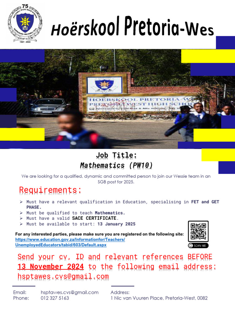 10 POST ADVERT 2024 - Mathematics PW10 (SGB) | PDF