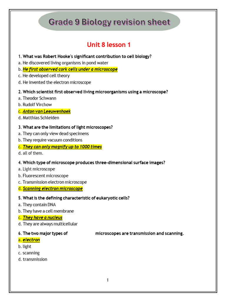 Key Concepts in Cell Biology and Microscopy | PDF | Cell (Biology ...