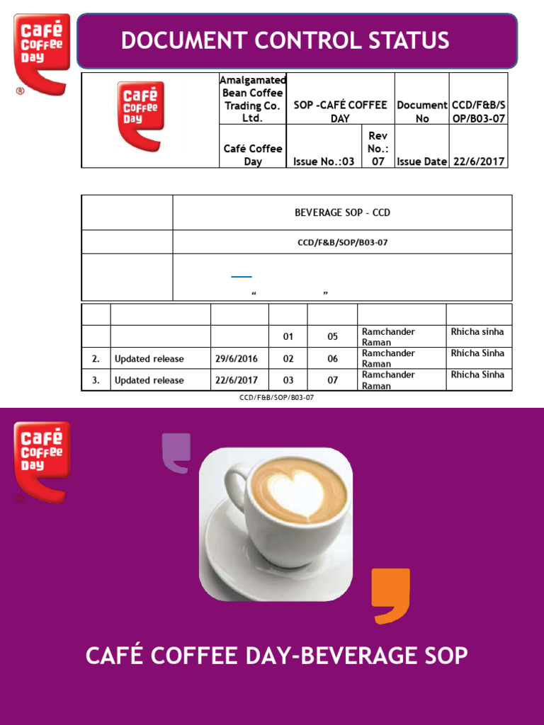 Beverage SOP-CCD 22nd June 2017 | PDF | Coffee | Chocolate