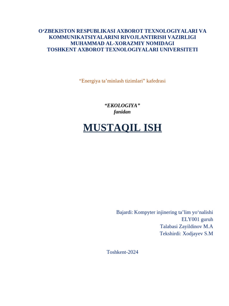 Ekologiya Maruza | PDF