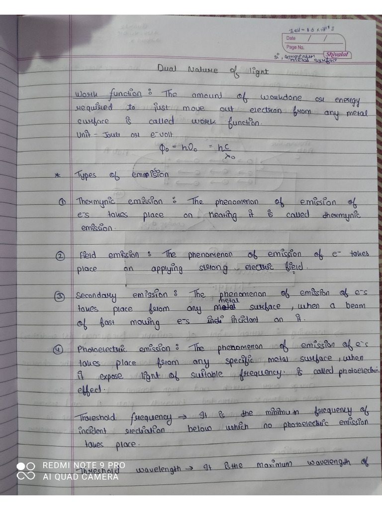 Dual Nature of Light Notes | PDF